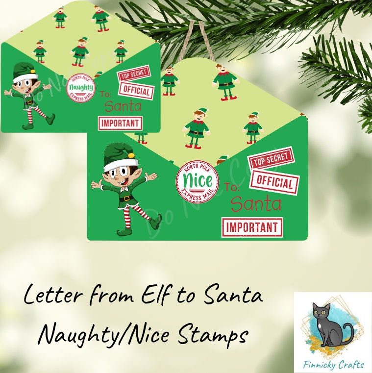 Christmas Letter, Elf Letter to Santa, Letter holder, Naughty, Nice, S ...